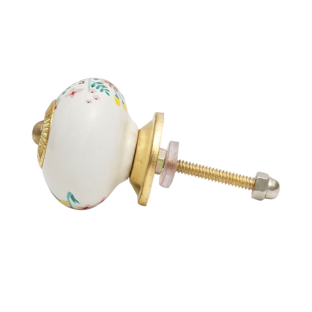 Ceramic Multicolor Floral Pattern Cabinet Knobs